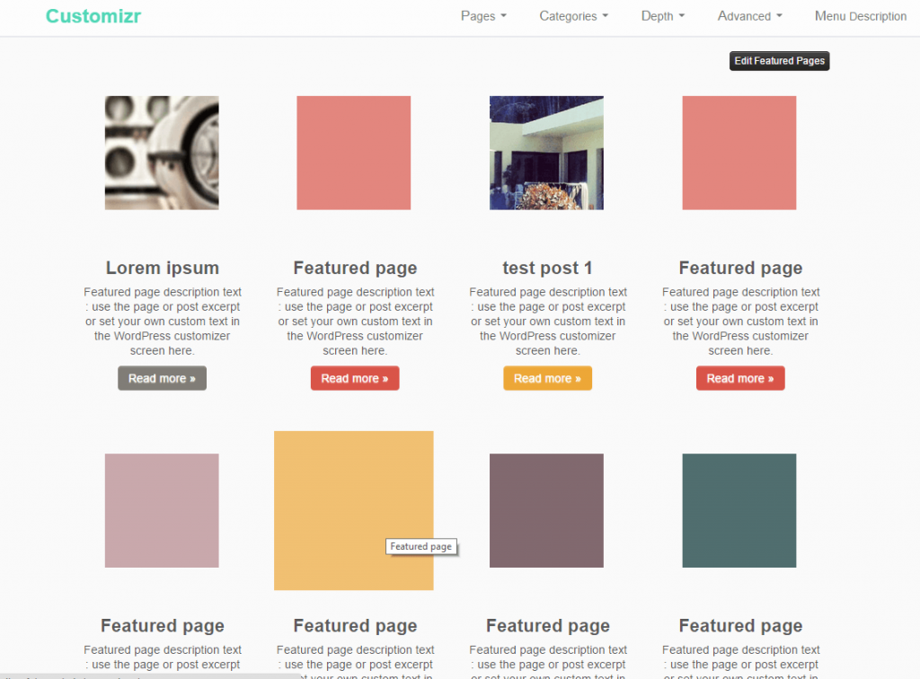 Featured Pages Unlimited Press Customizr