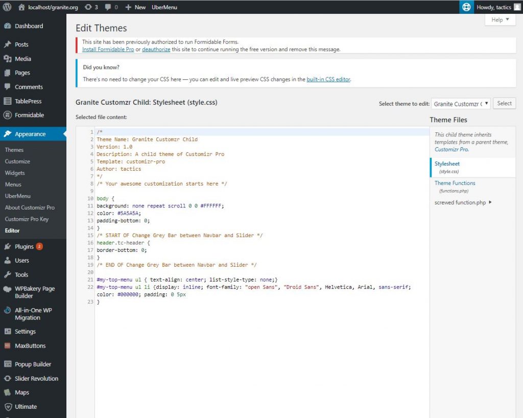 Stylesheet CSS Press Customizr